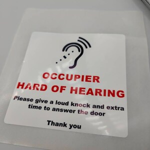 Occupier Hard of Hearing, Knock Loud, Warning Sign Labels, Gate Door ...
