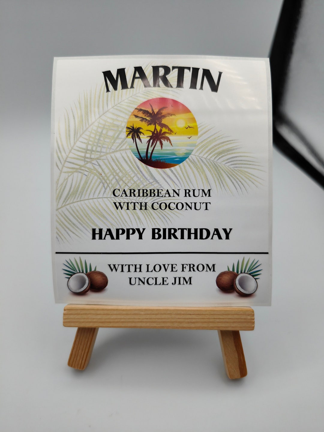 Malibu Style White Personalised Custom Bottle Label, Birthday, Special ...