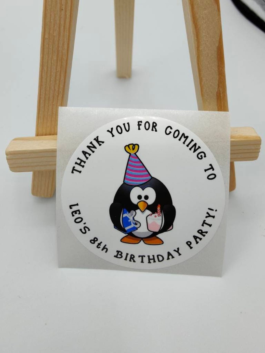 Penguin, Thank You Birthday Labels Stickers, Personalized Party Favors ...