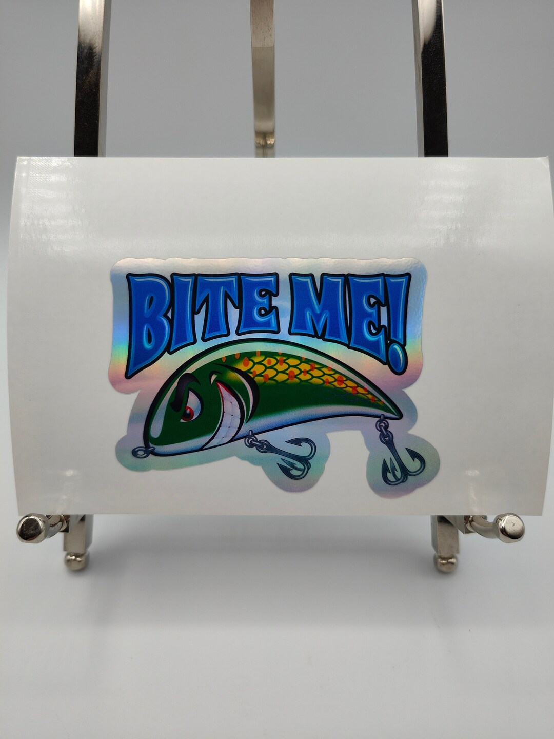 Bite Me, Fishing Rod Lures, Holographic Sticker, Sea, Decals, Jaws ...