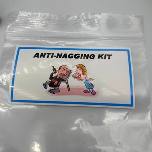 Anti-nagging Kit, Practical Joke Labels, Christmas Joke, White Poly ...