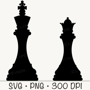 Chess King and Queen SVG: Vector Cut File, Clipart (instant Download ...