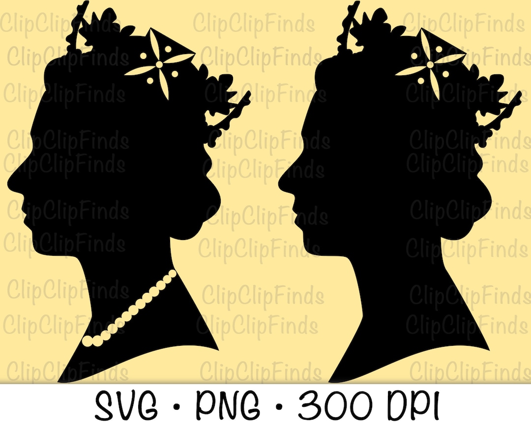 Queen Elizabeth II Side Profile Silhouette With Crown, SVG, PNG ...