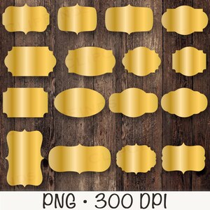 Gold Label Frames PNG, Digital Gold Label Graphics, Gold Tags Clipart ...