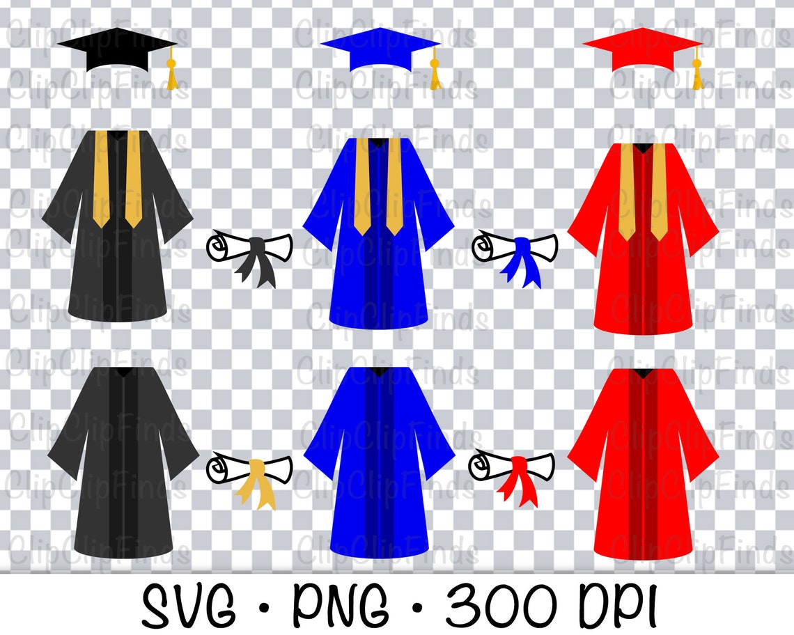 Graduation Cap Gown Certificate Diploma Red Blue Black | Etsy UK