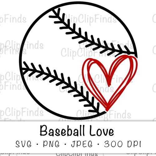Baseball Heart Instant Digital Download Svg Png Dxf and - Etsy