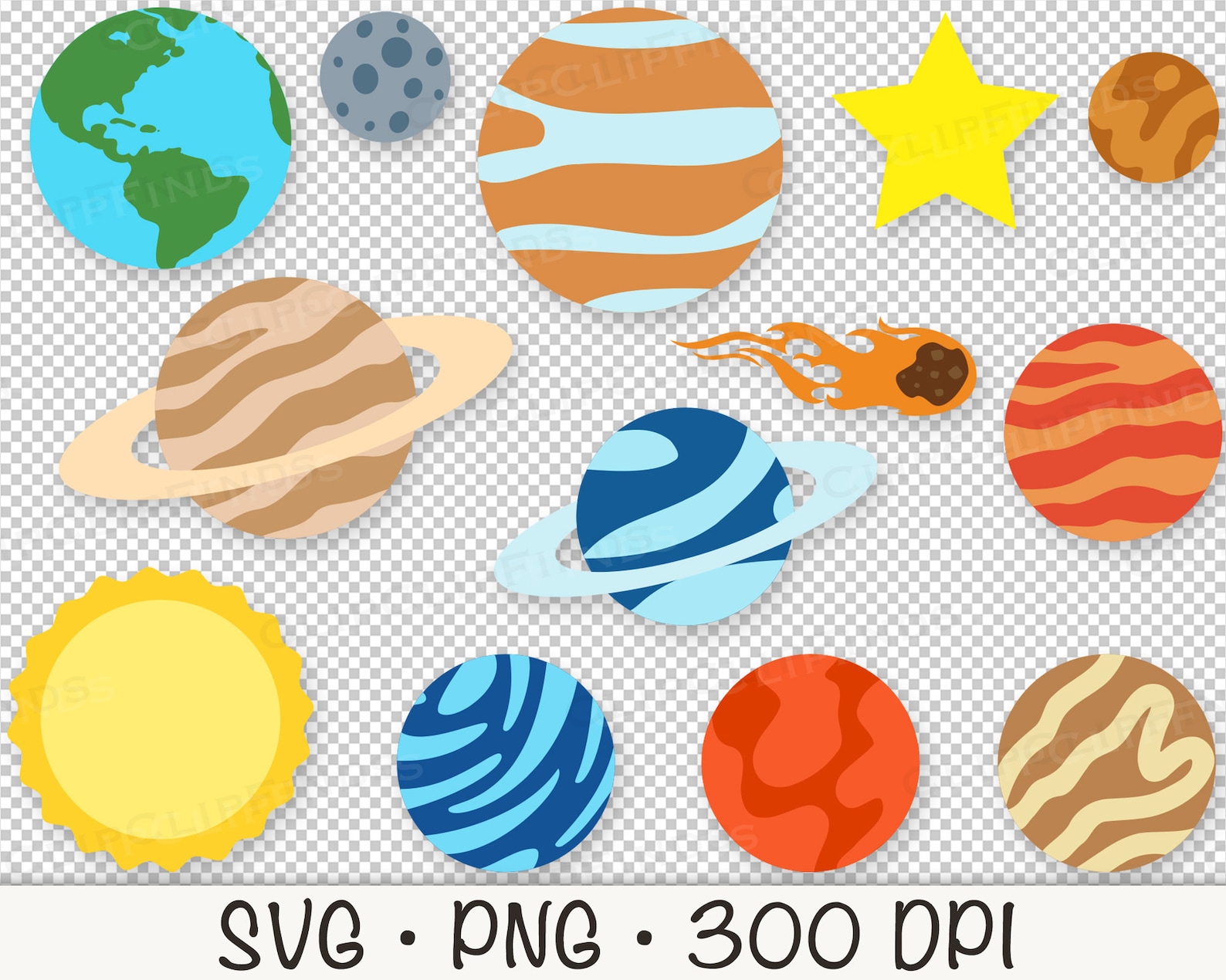 Planets SVG, Space PNG, Solar System Clipart, Instant Digital Download ...