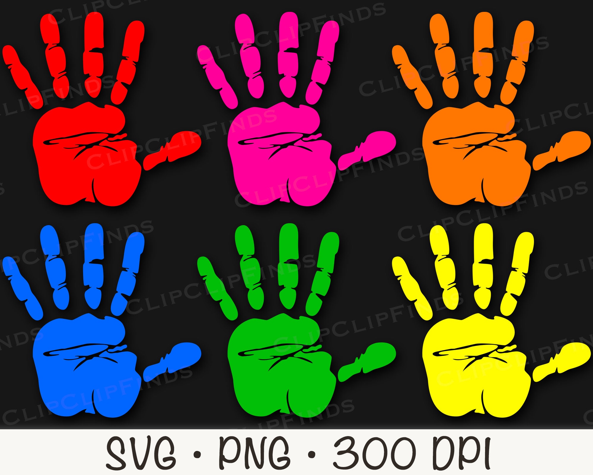 Colorful Handprint SVG Bundle: Painted Hands Graphics (digital Download ...
