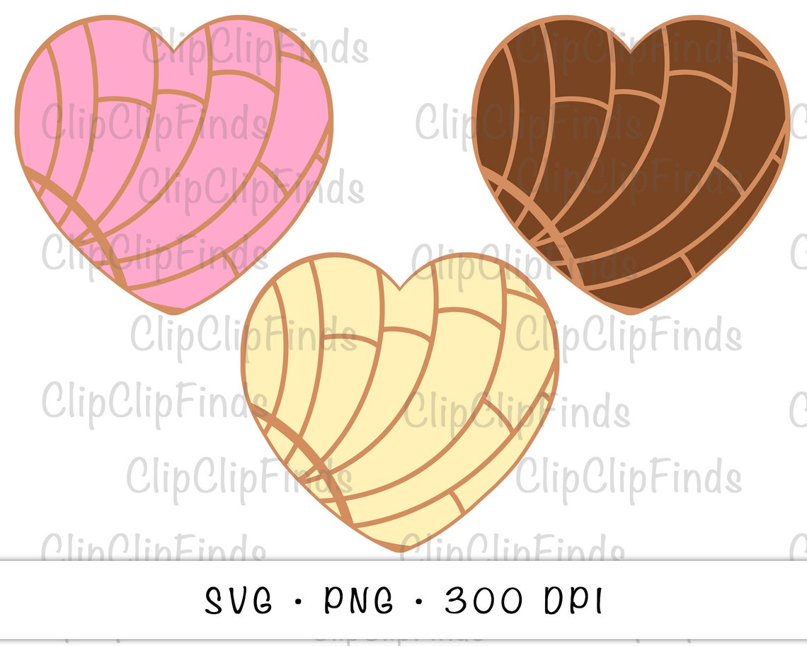Heart Concha Bread Bundle SVG Vector Cut File and PNG - Etsy México