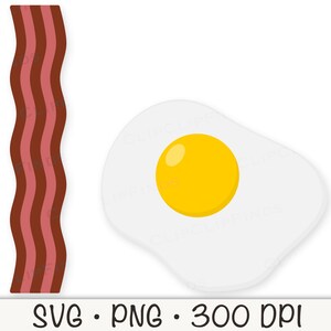 Bacon and Egg Clip Art, Breakfast, Sunny Side Up, Brunch, Bacon SVG ...
