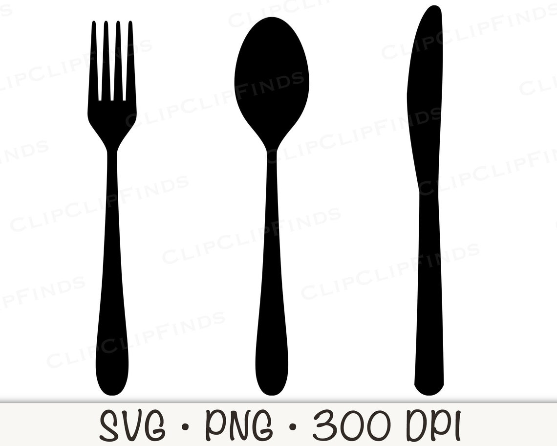 Silverware Utensils SVG: Fork, Spoon, Knife Clipart (digital Download ...