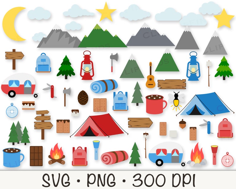 Camping Clipart Bundle: Happy Camper PNG SVG (digital Download) - Etsy