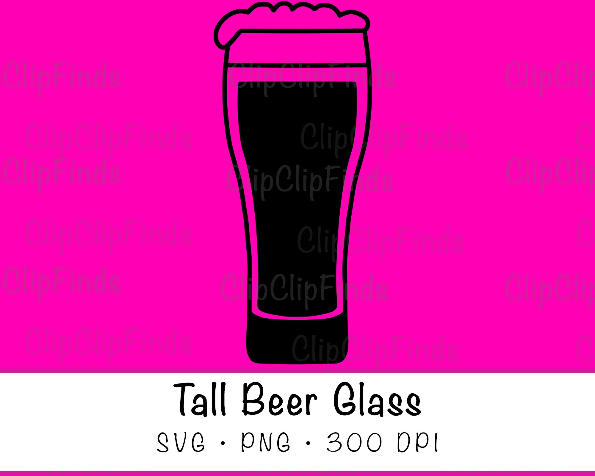 Tall Beer Glass SVG Vector Cut File and PNG Transparent | Etsy