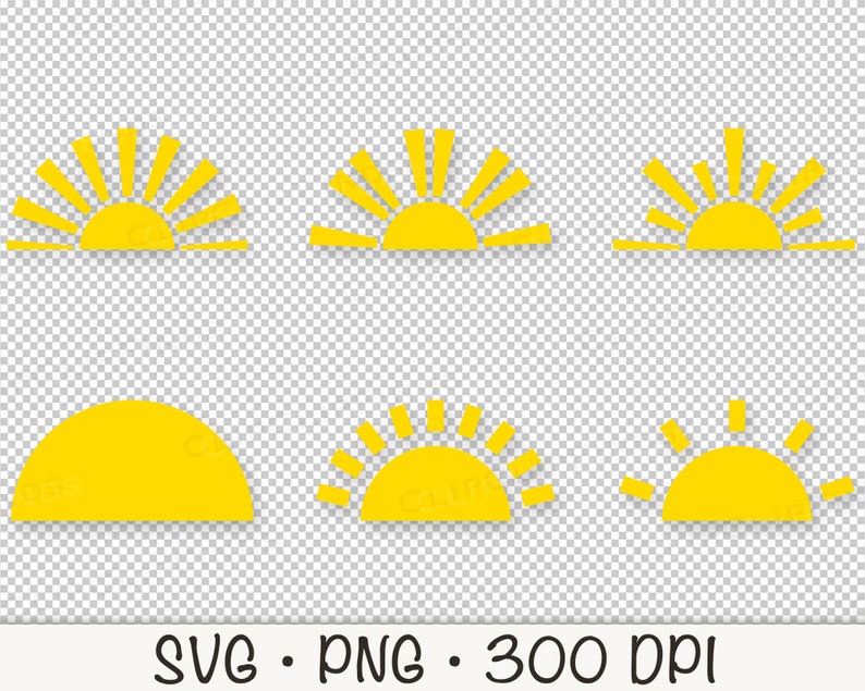 Sunshine Sun Sunset Sunrise Half Sun SVG PNG Clip Art - Etsy