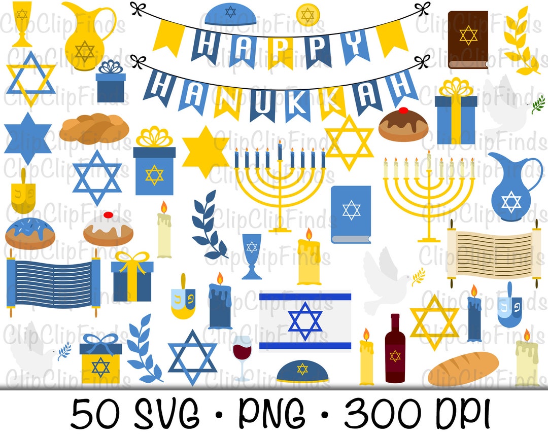 Hanukkah Clipart Shabbat Clipart Happy Hanukkah Jewish - Etsy