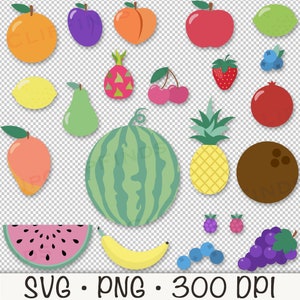 Fruit Clipart, Fruit SVG, Fruit PNG, Cute Fruit Bundle Pack, Raspberry ...