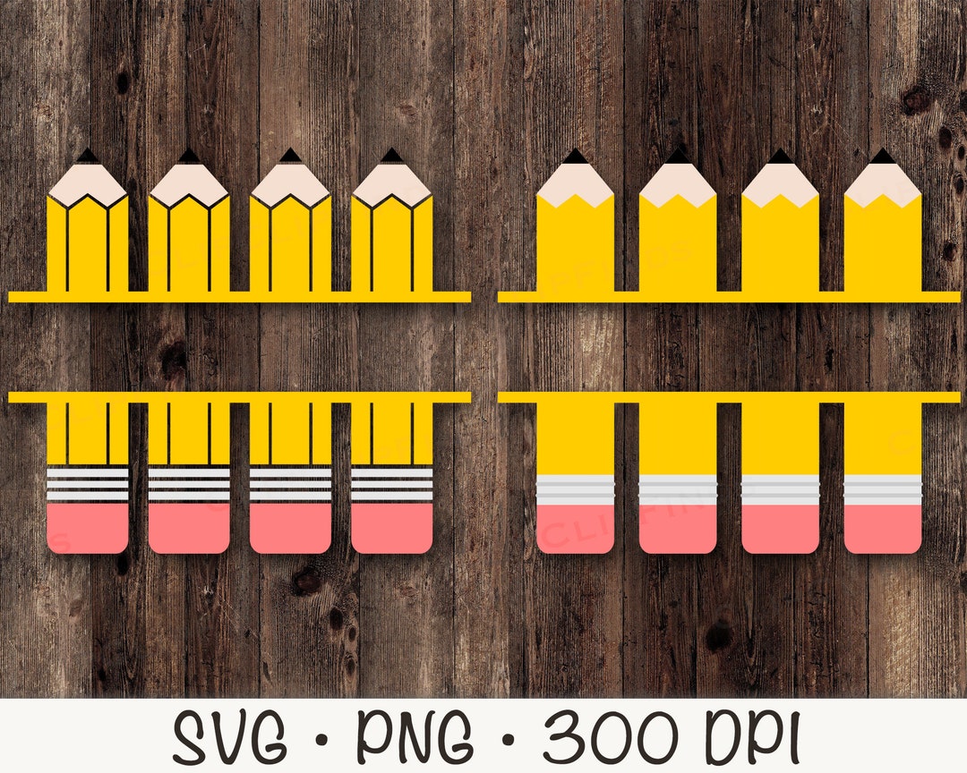 Pencil Split Monogram, Pencil, School, Teacher, SVG PNG, Back to School ...