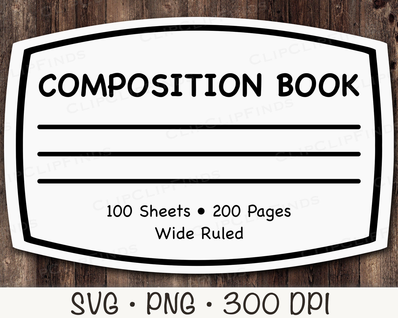 Composition Notebook Label SVG PNG Instant Digital Download - Etsy