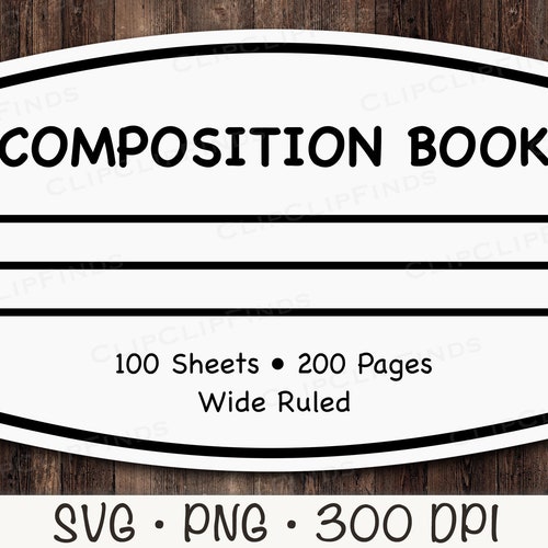 Composition Notebook Label SVG PNG Instant Digital Download - Etsy