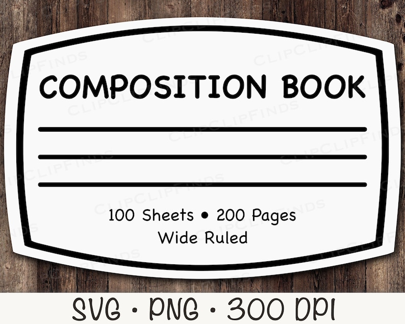 Composition Notebook Label SVG PNG Instant Digital Download - Etsy
