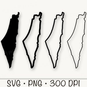 Palestine Map Silhouette SVG, Palestine Map Outline, PNG, Instant ...