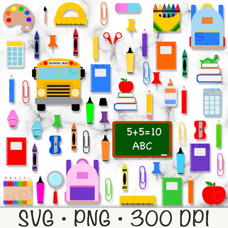 School Clipart, School Supplies SVG, Back to School, Art Supplies ...