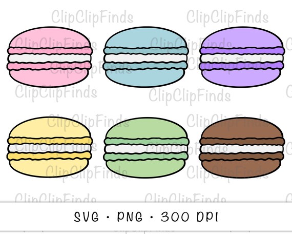 French Macaron Black Outline Cookies SVG Vector Cut File and | Etsy