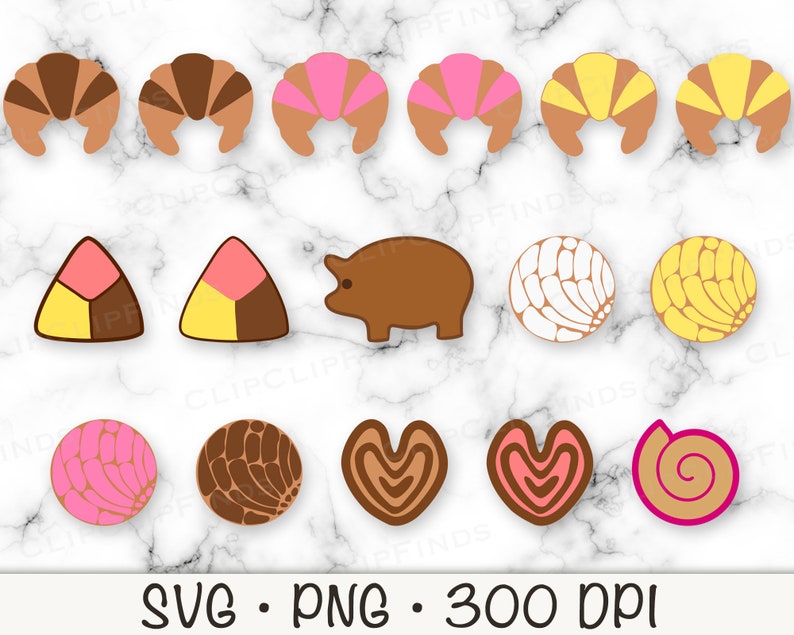 Pan Dulce Clipart: Mexican Sweet Bread Bundle (SVG, PNG) - Etsy