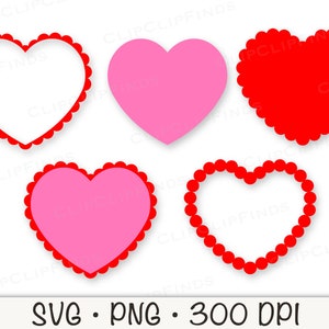 Scalloped Heart SVG, Valentine's Day Bundle, Vector Cut File and PNG ...