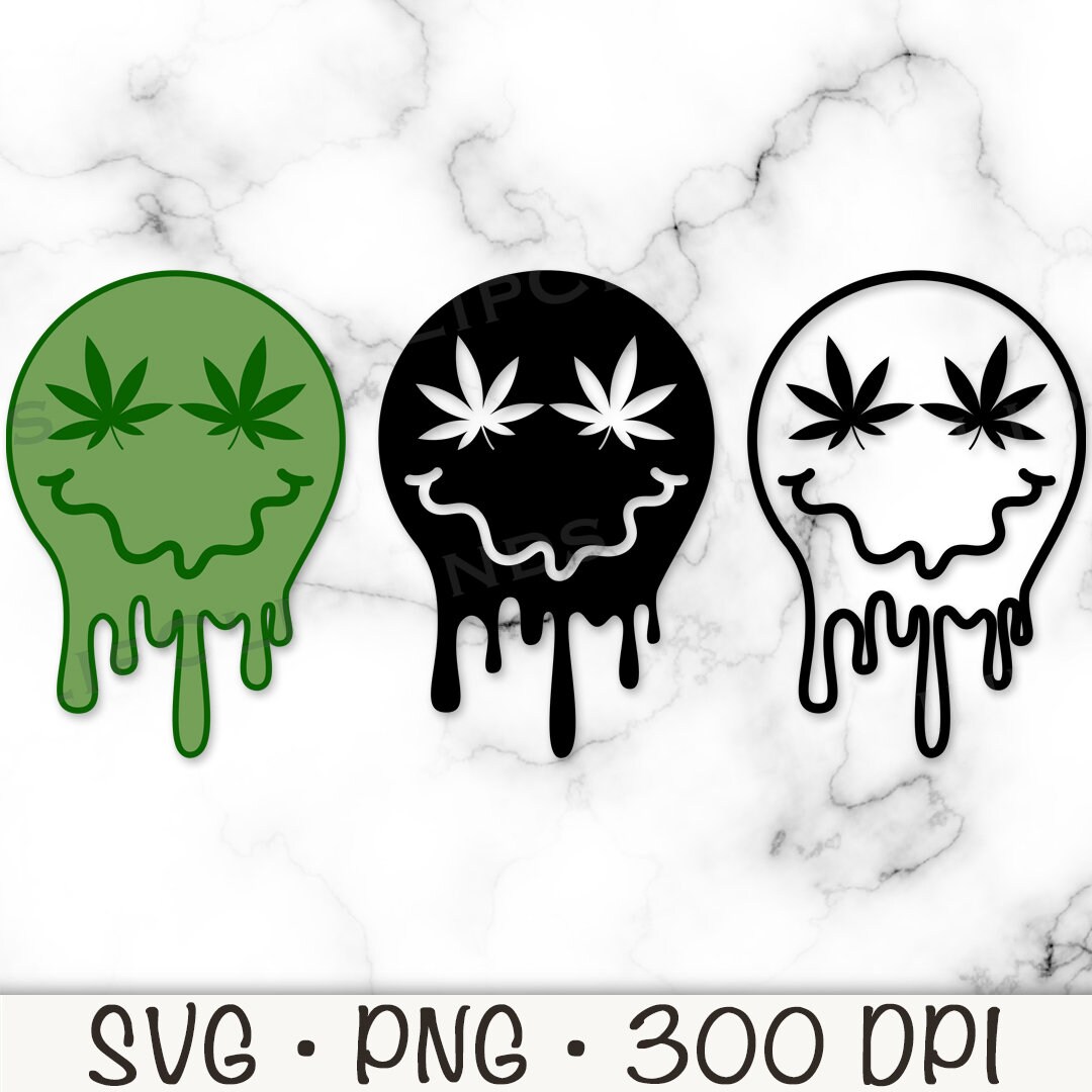 Marijuana Smiley Face SVG, Melting Smiley Face, Drip, PNG, 420, Groovy ...