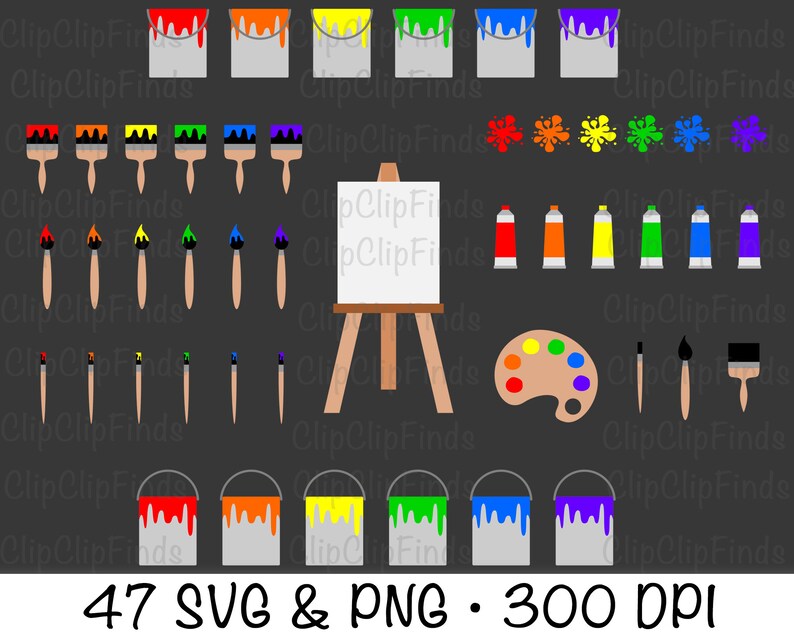 Paint Clipart Painting Clipart SVG PNG Colorful Paint - Etsy