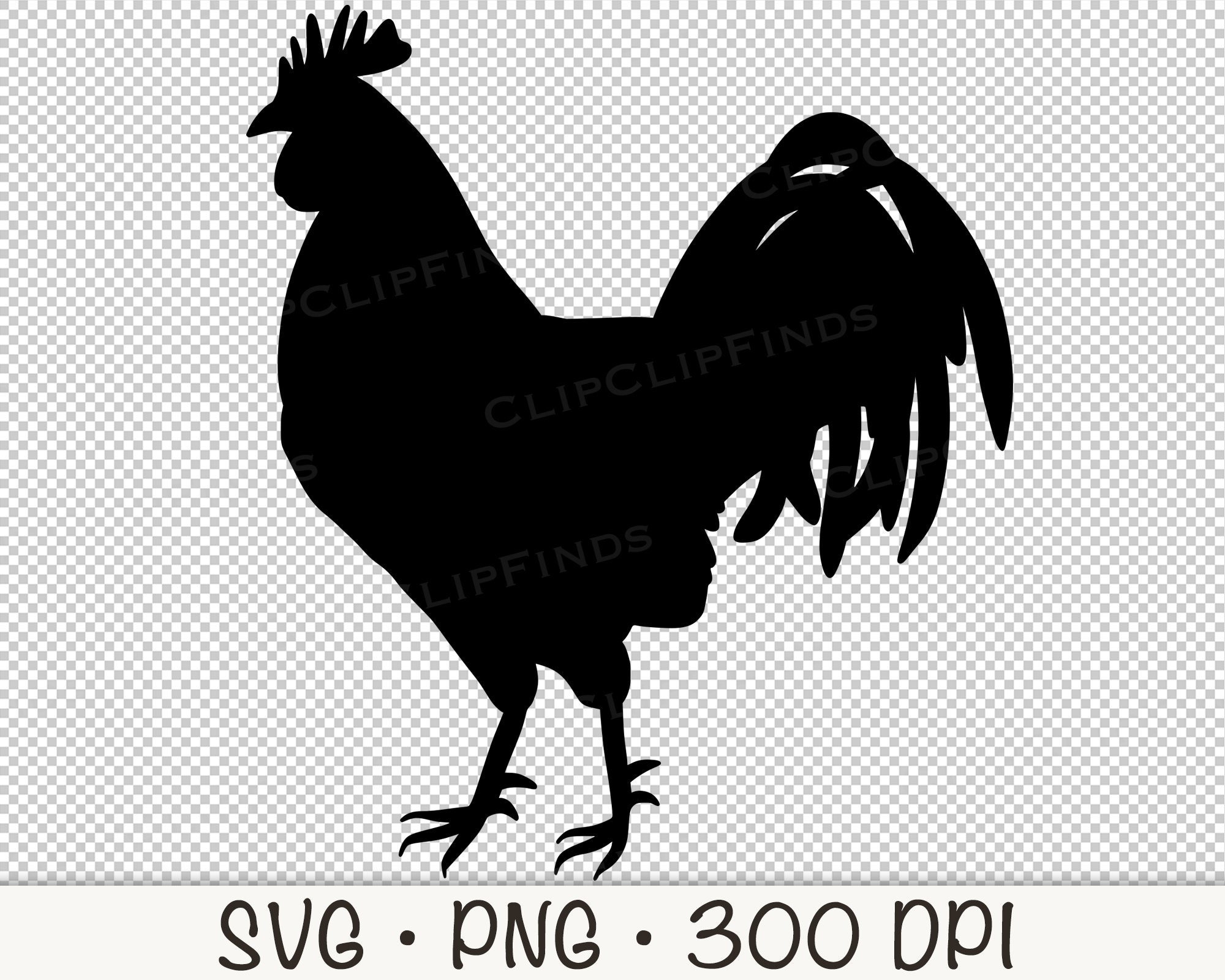 Rooster SVG Vector Cut File and PNG Transparent Background - Etsy