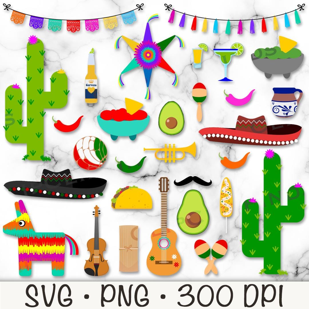 Mexican Clipart, Mexican Graphics SVG, Mexican Theme, Fiesta PNG, Cinco ...