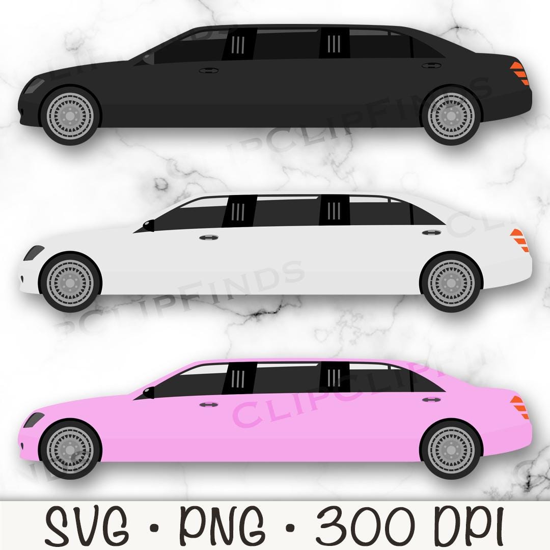 Limousine Clipart, Black Limo, Pink Limo, White Limo, Limousine PNG ...