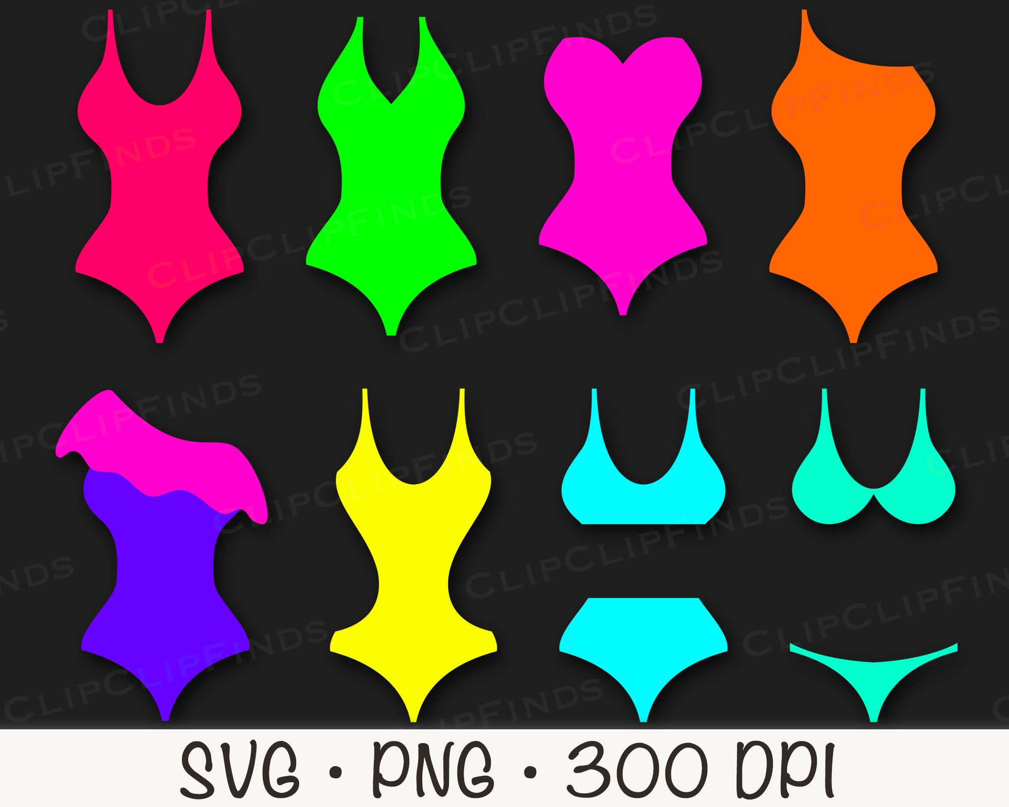 Colorful Bathing Suit Clipart: SVG, PNG (digital Download) - Etsy UK