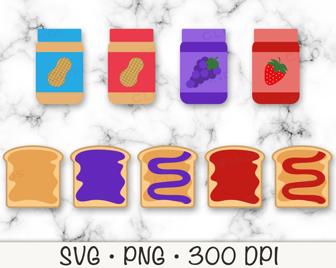Peanut Butter and Jelly SVG, Grape Jelly, Strawberry Jelly, PNG, Peanut ...