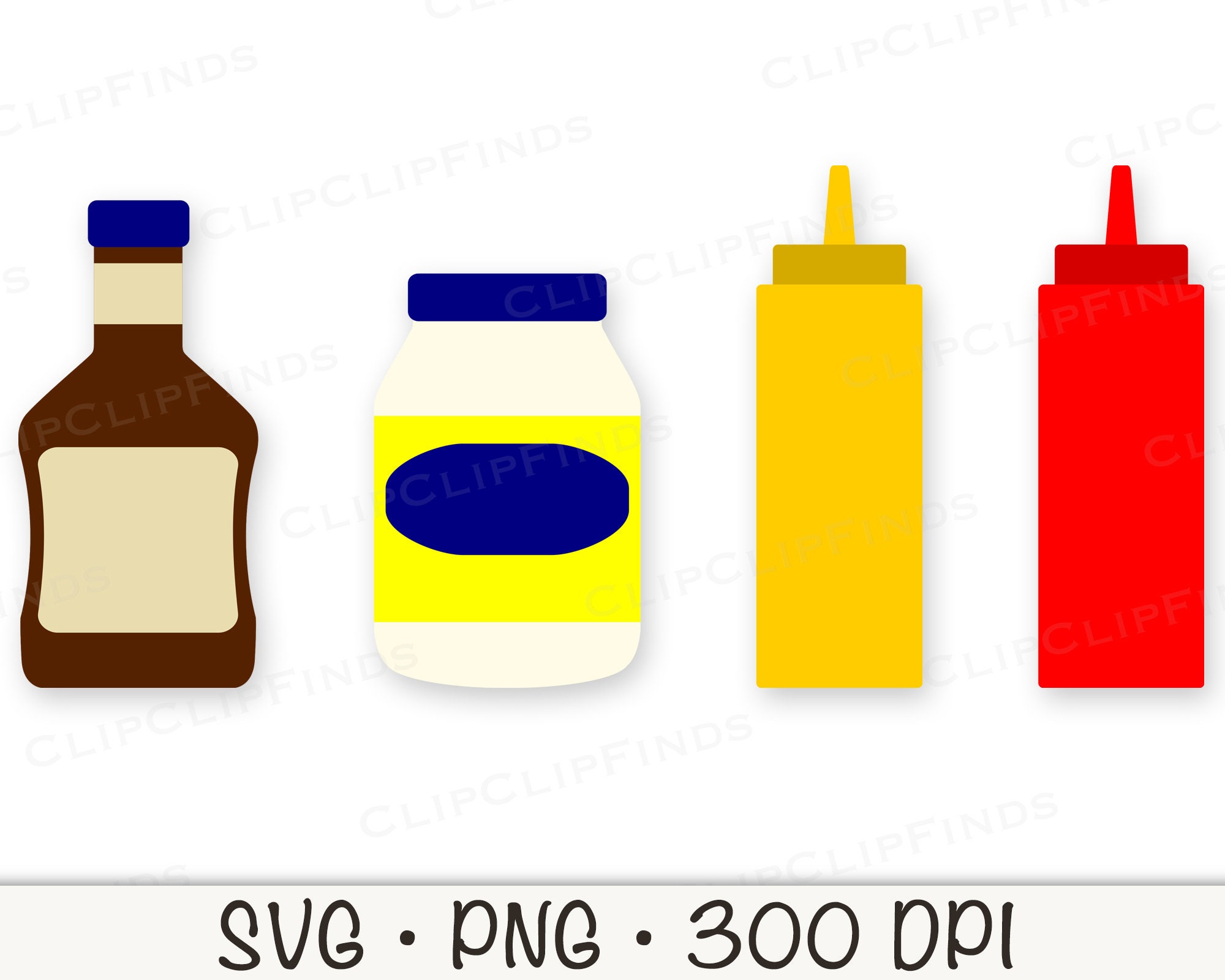 Ketchup, Mustard, Mayonnaise Bbq Sauce, Bbq Condiments, SVG, PNG, Clip ...