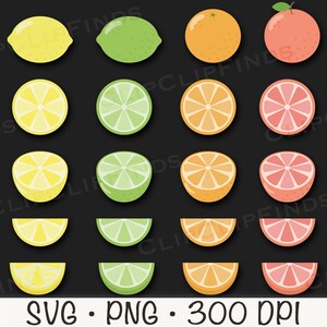 Citrus Clipart Bundle Pack, Citrus SVG, Citrus PNG, Orange, Grapefruit ...