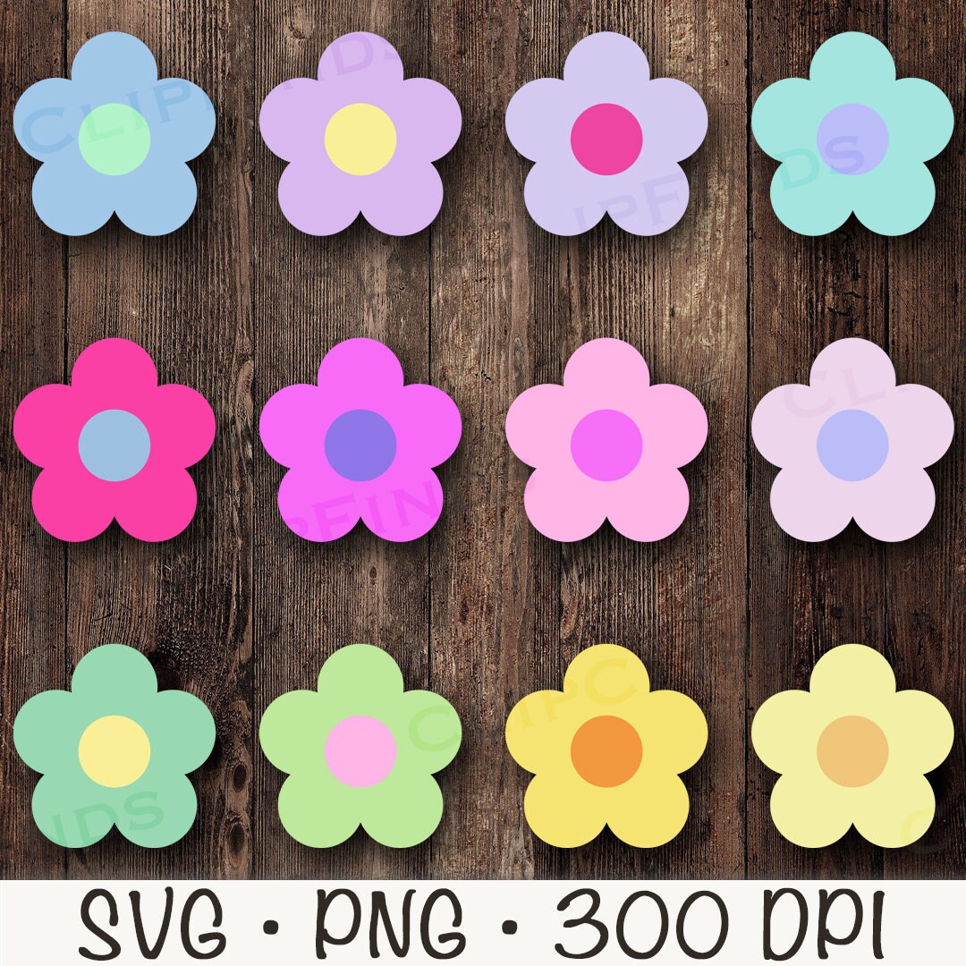 Daisy SVG, Daisy PNG, Daisy Clipart, Pastel Daisies, Colorful Daisies ...
