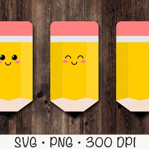Kawaii Happy Pencil, Pencil, Cute, School, Teacher, Bookmark, SVG, PNG ...