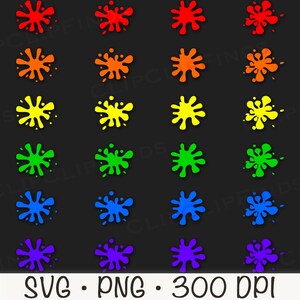 Paint Splatter SVG, Paint Splats PNG, Ink Splatter Clipart, Colorful ...