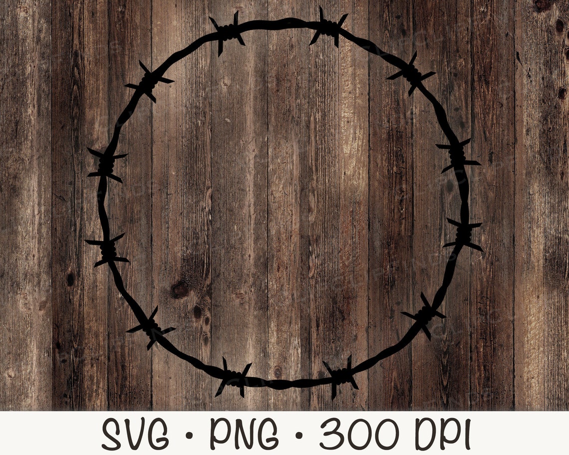 Round Circle Barbed Wire Frame SVG Vector Cut File and PNG - Etsy Canada