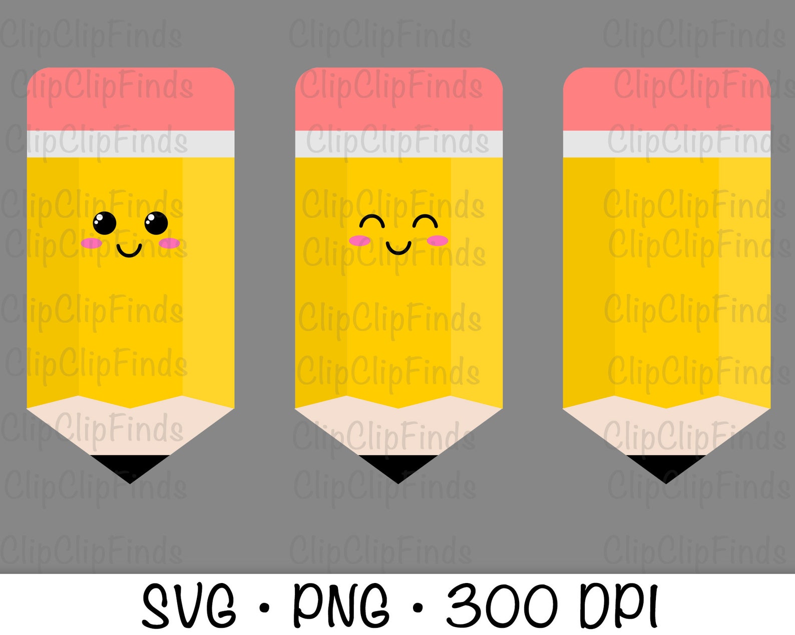 Kawaii Happy Pencil Pencil Cute School Teacher SVG PNG - Etsy