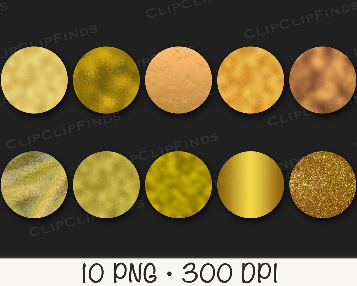 Gold Circles Clipart PNG Circles Gold Textured Circles Gold - Etsy
