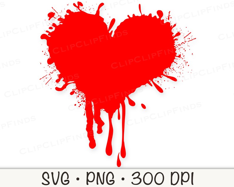 Bleeding Heart Splatter SVG Vector File and PNG Transparent - Etsy
