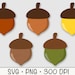 Acorn, Acorn Clip Art, Fall, Acorn Bundle, Assorted Colors, SVG, PNG ...