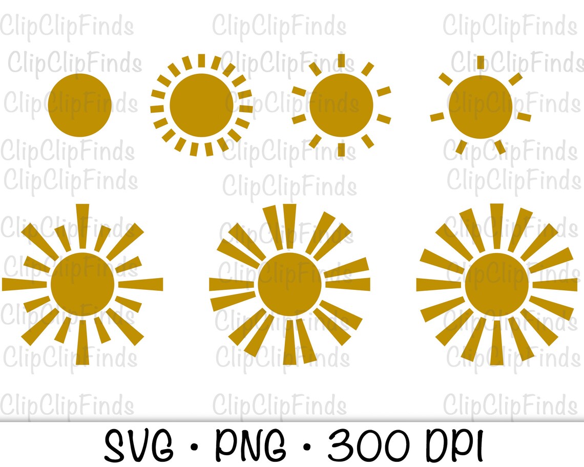 Boho Minimalist Sun Sunburst Sunshine Sun Bundle SVG PNG - Etsy