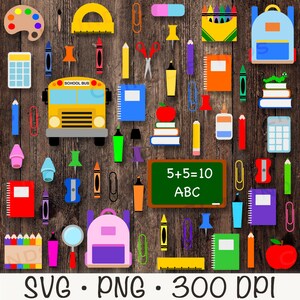 School Clipart, School Supplies SVG, Back to School, Art Supplies ...