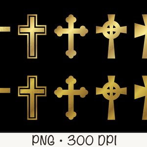 Gold Cross PNG, Gold Cross Clipart, Gold Crosses Overlay Bundle Pack ...
