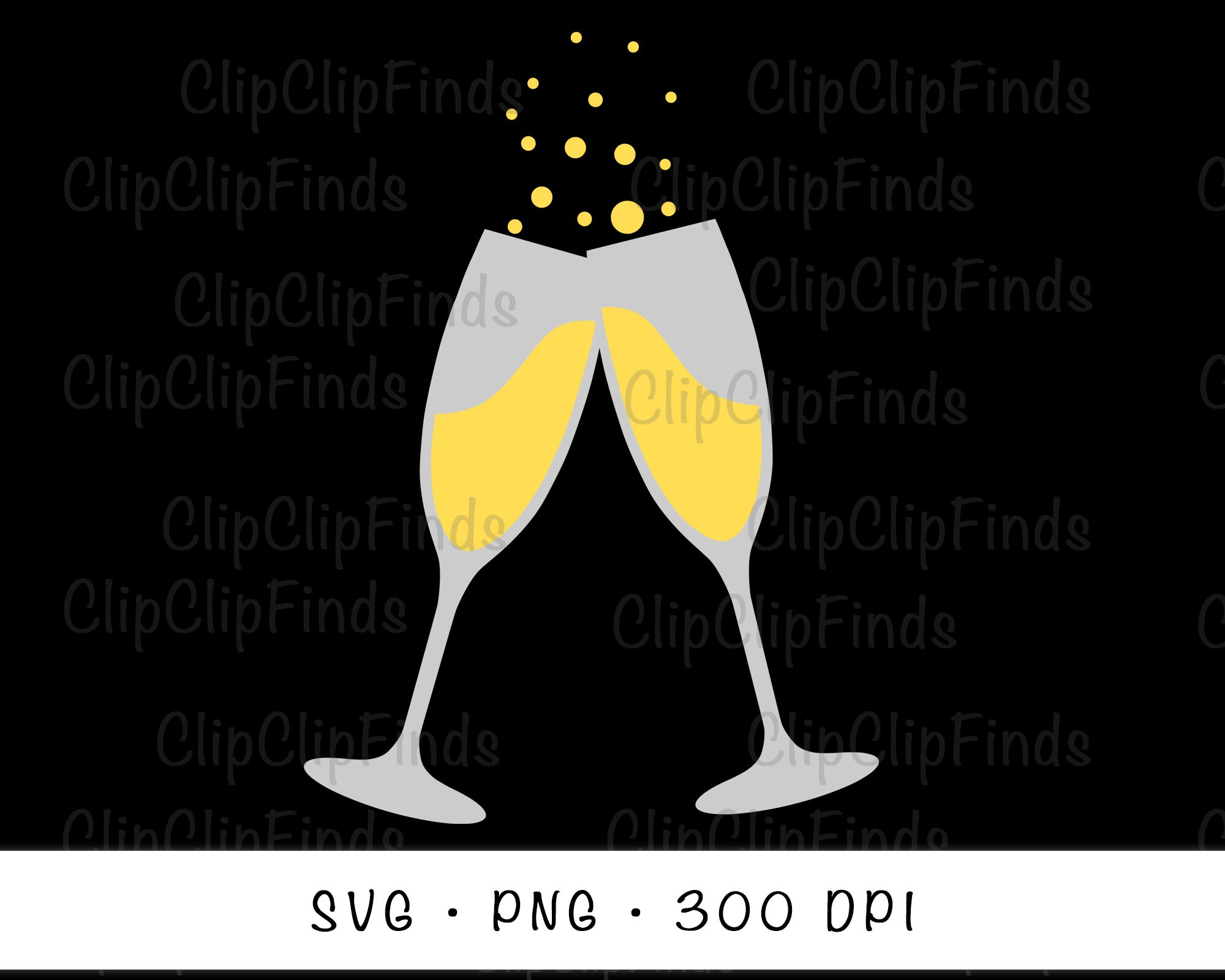 Paper, Party & Kids Champagne Glass Flute Bundle SVG Vector File and ...